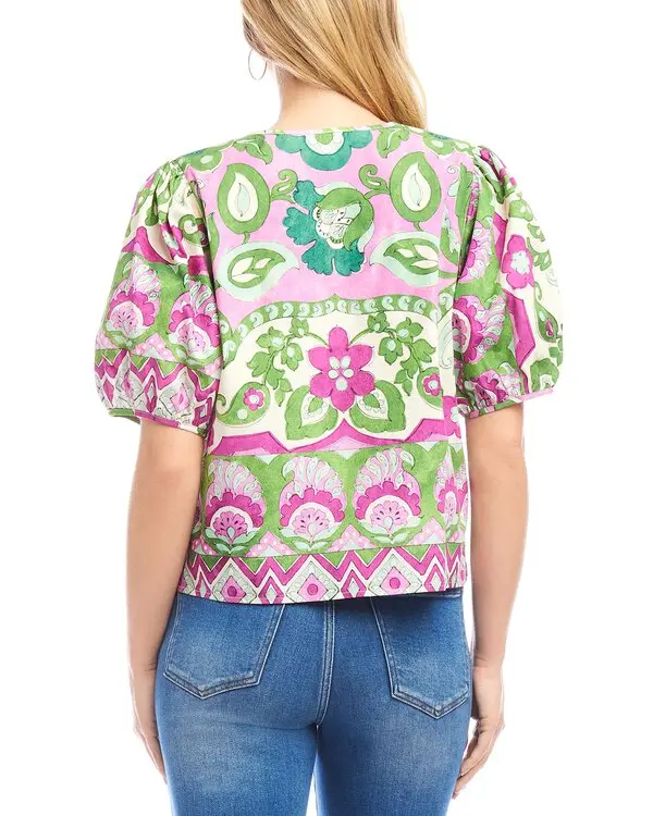 Karen Kane Puff Sleeve Button-front Top