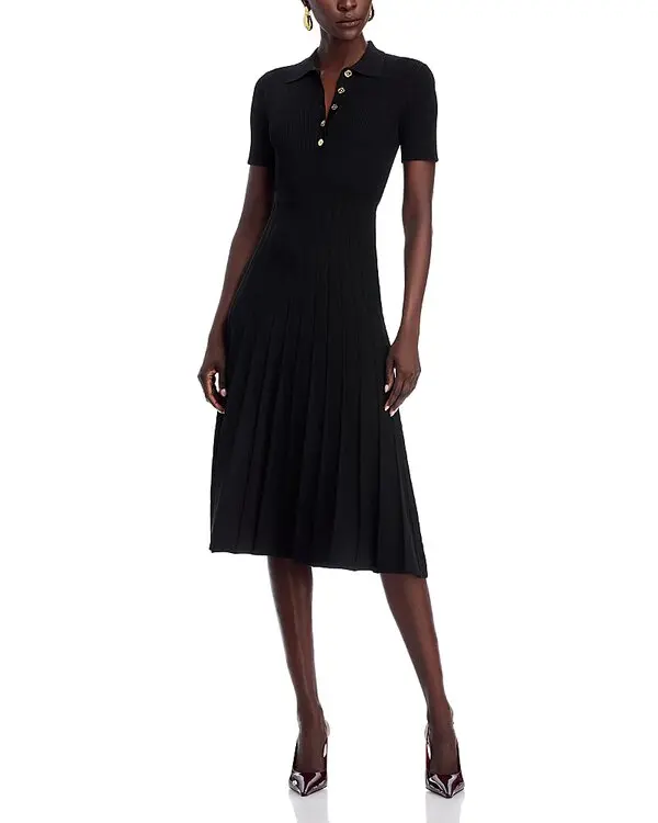 Michael Kors Fit & Flare Polo Midi Dress - Black - 40% Off | Editorialist