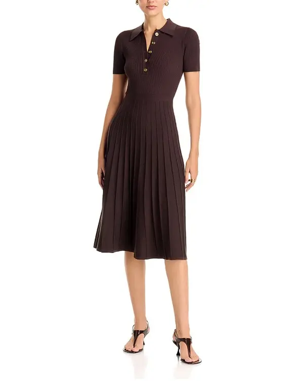 Michael Kors Fit & Flare Polo Midi Dress - Chocolate