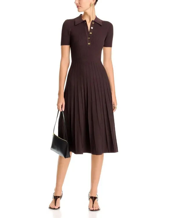 Michael Kors Ribbed Knit Midi Dress - Chocolate