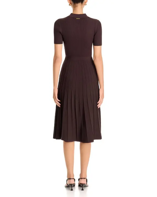 Michael Kors Ribbed Knit Midi Dress - Chocolate