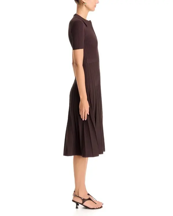 Michael Kors Ribbed Knit Midi Dress - Chocolate