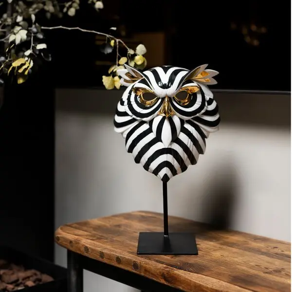LLADRO Owl Mask, Black-gold