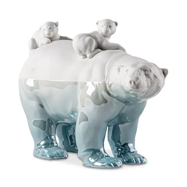 LLADRO Mummy Bear And Babies, Underwater - White