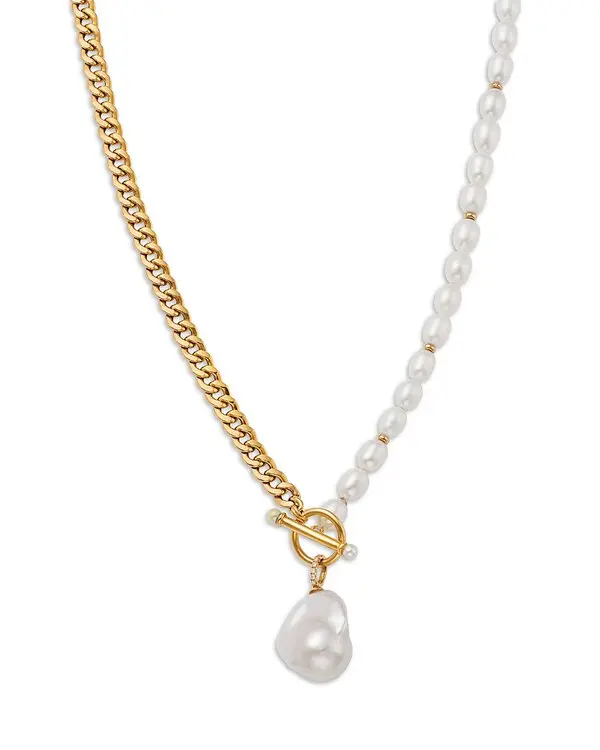 Bloomingdale'S Freshwater Pearl And Diamond Toggle Necklace - Gold