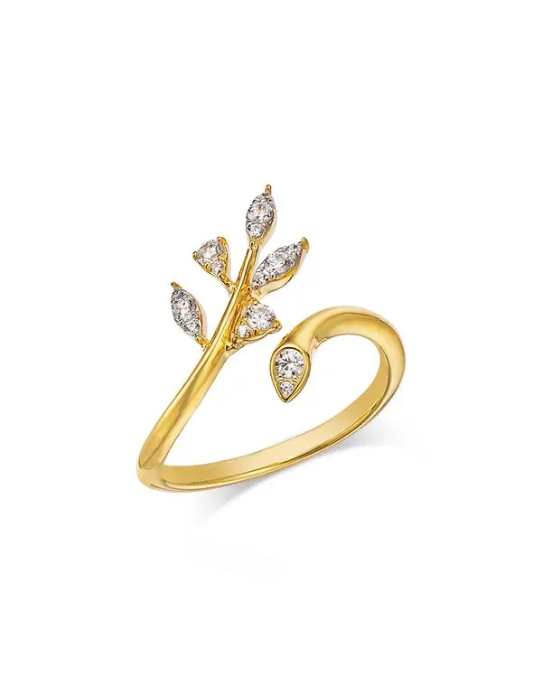 Bloomingdale'S Diamond Leaf Bypass Ring - Gold