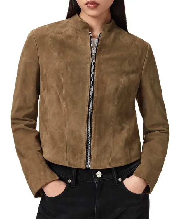 ALLSAINTS Sadler Suede Jacket - Walnut Brown