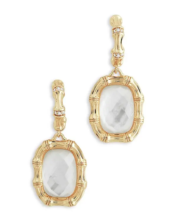 ANABEL ARAM Crystal Bamboo Drop Earrings - Clear/gold