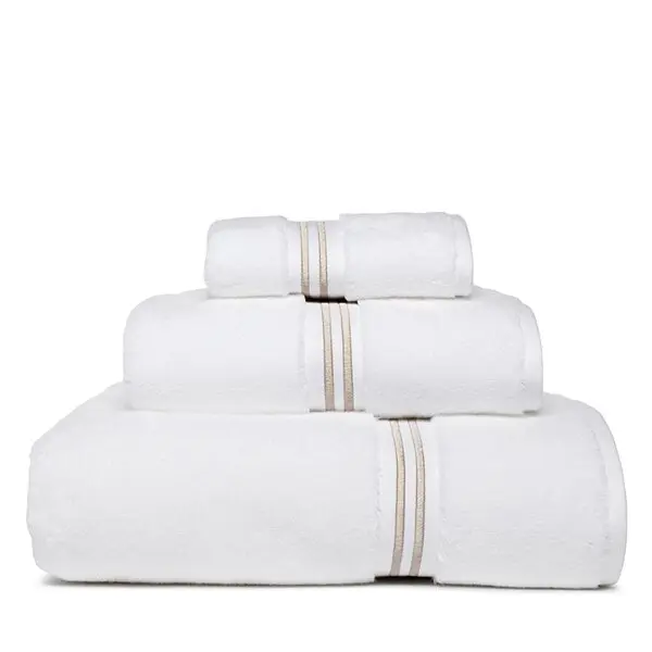 HUDSON PARK COLLECTION Turkish Border Towel One Sided Embroidery Exclusive - Adobe Beige