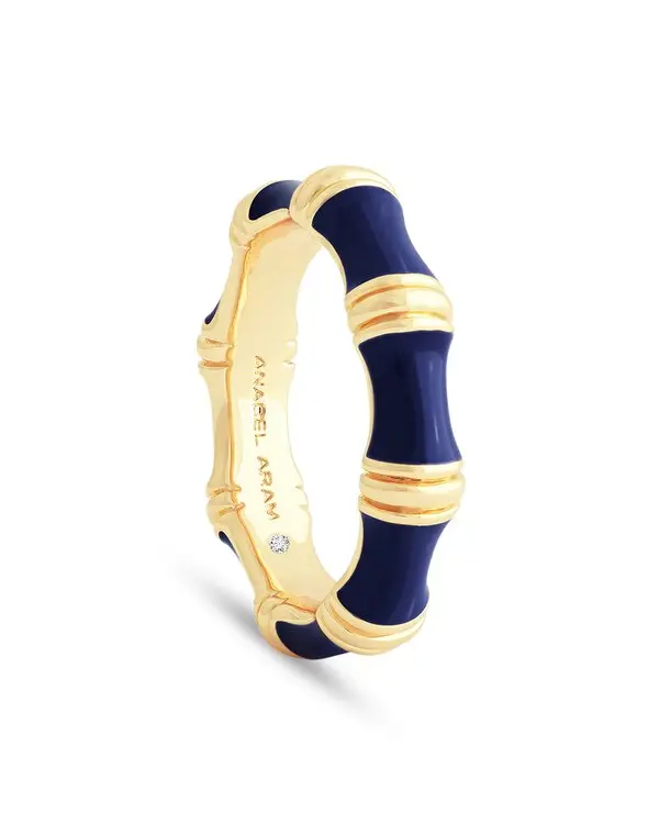 ANABEL ARAM Bamboo Band Ring - Navy/gold
