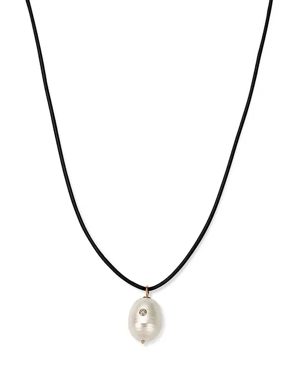 Zoe Chicco Diamond Baroque Pearl Pendant Necklace - Gold