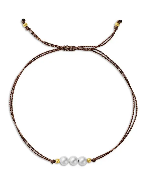 Zoe Chicco 14k Yellow Pearl Trio Cord Slider Bracelet - Gold