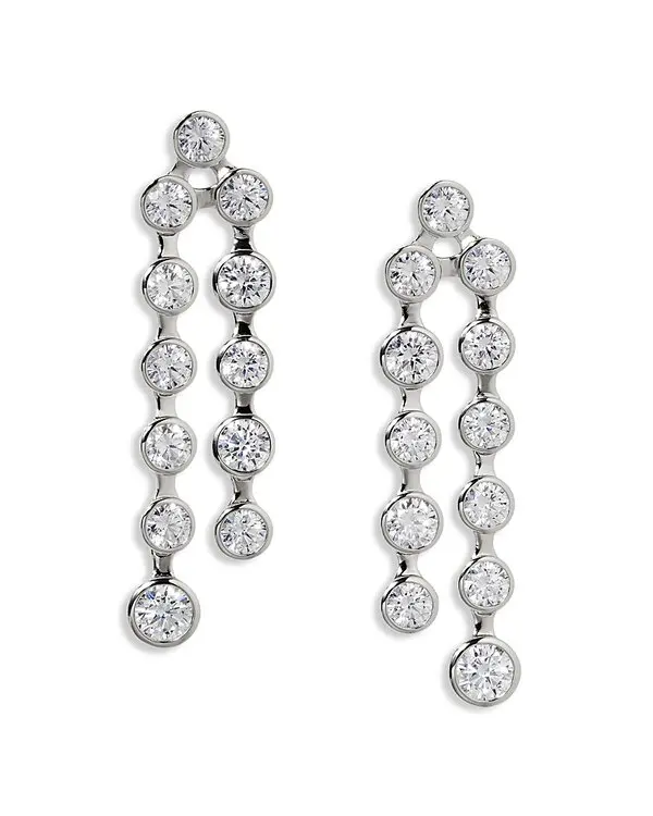 Nadri Cubic Zirconia Double Drop Earrings - Silver