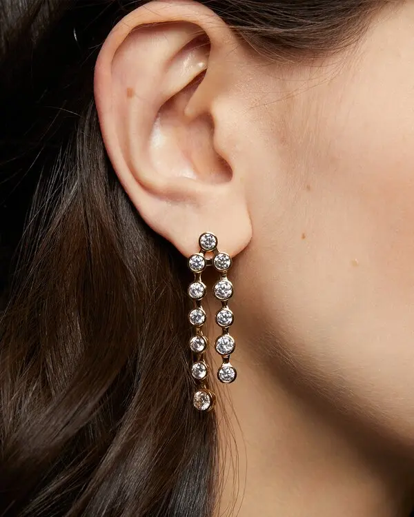 Nadri Cubic Zirconia Double Drop Earrings - Silver