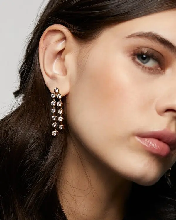 Nadri Cubic Zirconia Double Drop Earrings - Silver