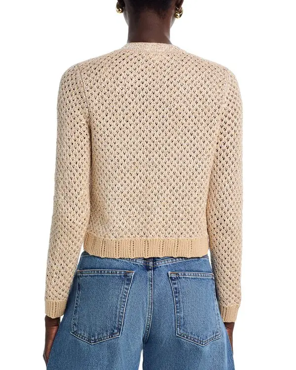 L'Agence Blanca Cropped V-neck Cardigan - Natural Multi/gold