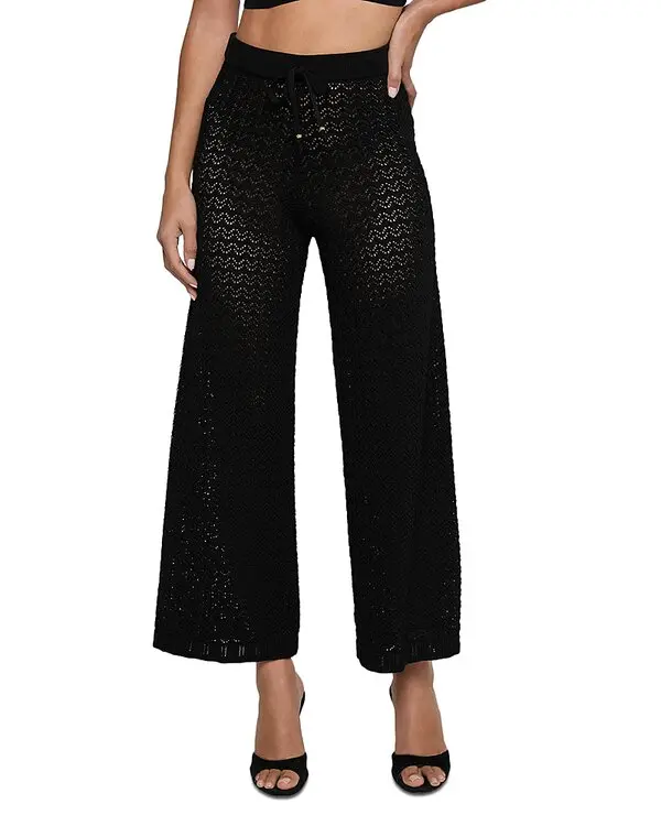 L'Agence Gaelle Pointelle Knit Pants - Black
