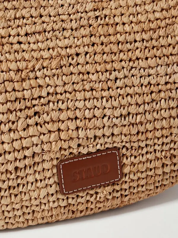 Staud Moon Large Leather-trimmed Raffia Tote