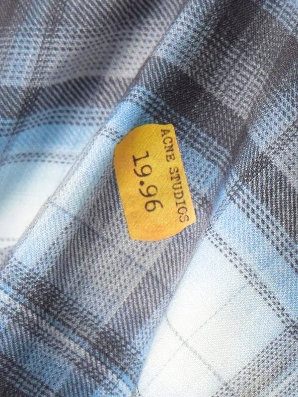 Acne Studios Gathered Checked Linen-blend Mini Dress