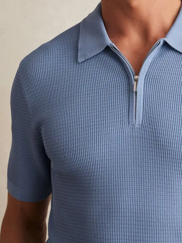 REISS Regis Textured Half-zip Polo Shirt