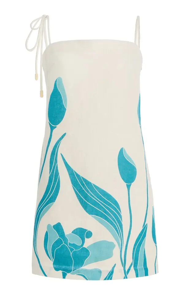 ANDRES OTALORA Exclusive Brisa Floral Linen Mini Dress - Blue
