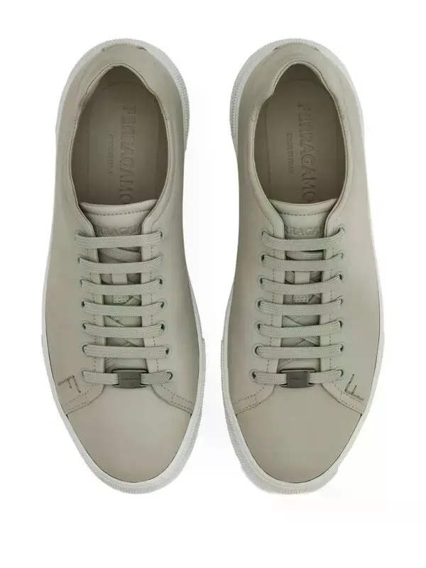 FERRAGAMO Calfskin Rubber Low Top Sneakers - Grey