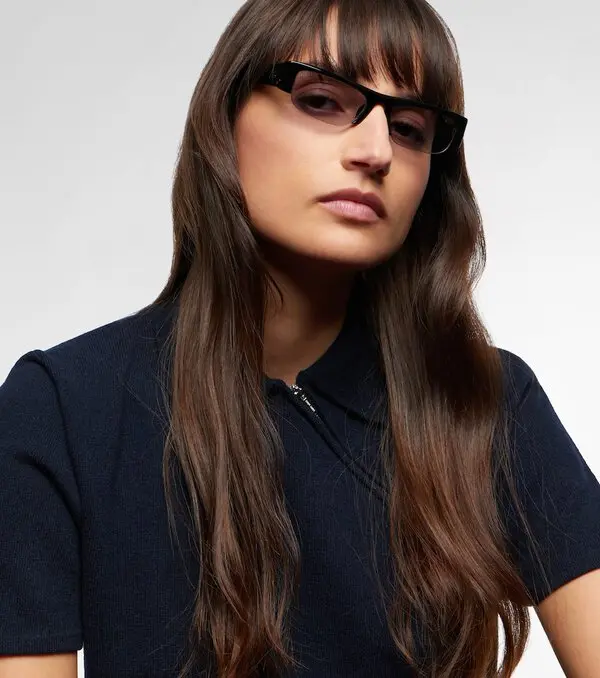 Miu Miu Rectangular Sunglasses With Gold Tone Detail - Black