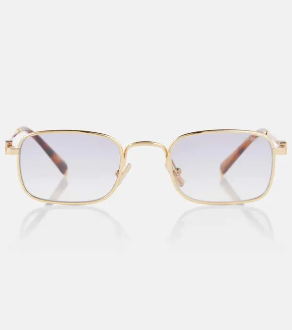 Miu Miu Logo Rectangular Sunglasses - Gold
