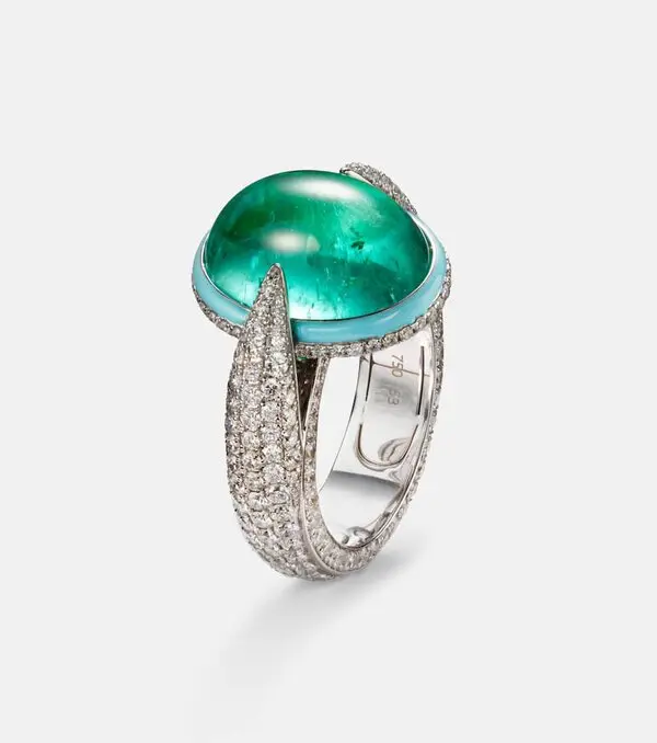 KAMYEN 18kt Gold Ring With Diamonds And Emerald
