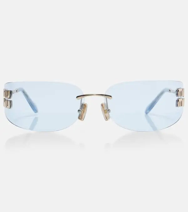 Miu Miu Logo Rectangular Sunglasses - Blue