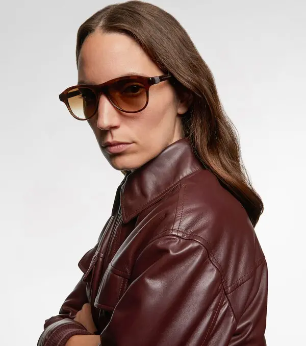 Brunello Cucinelli Square Havana Sunglasses