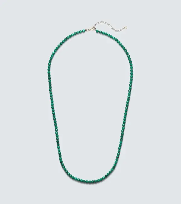 Mateo 14kt Gold And Malachite Beaded Necklace - Green