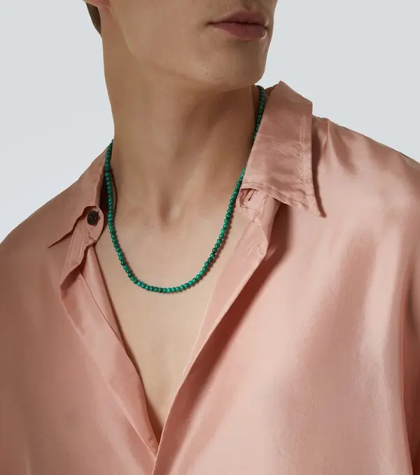 Mateo 14kt Gold And Malachite Beaded Necklace