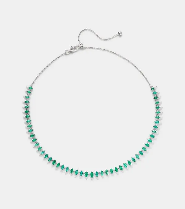 KAMYEN 18kt White Gold And Emerald Choker With Enamel - Silver