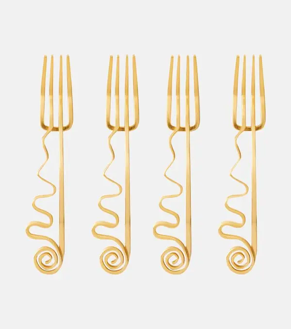 L'Objet Spirale Set Of 4 Cocktail Forks - Gold