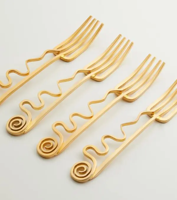 L'Objet Spirale Set Of 4 Cocktail Forks - Gold