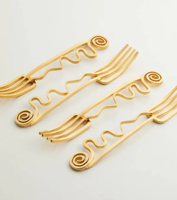 L'Objet Spirale Set Of 4 Cocktail Forks - Gold