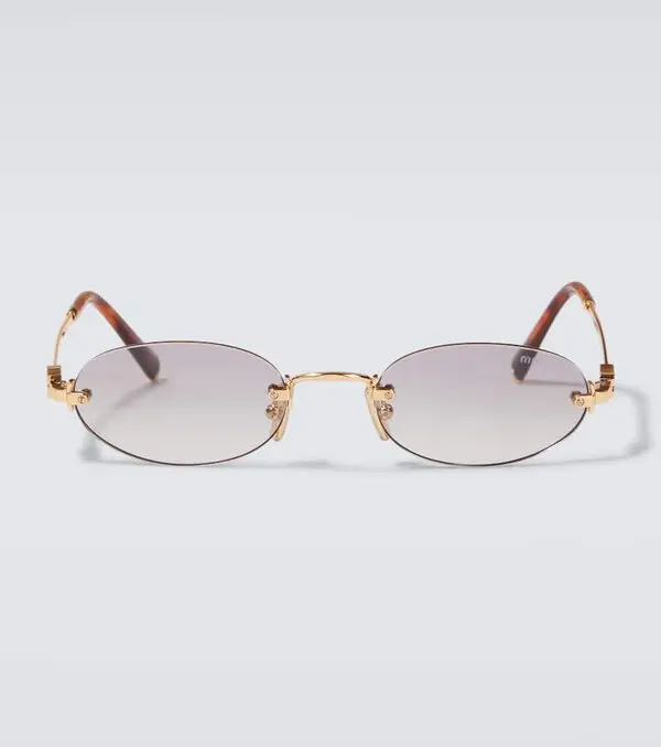 Miu Miu Oval Sunglasses - Gold