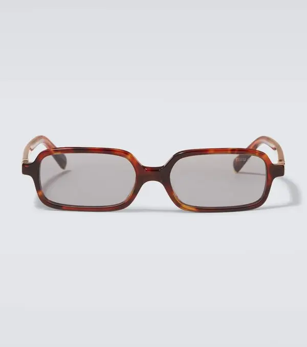 Miu Miu Logo Rectangle Sunglasses - Brown
