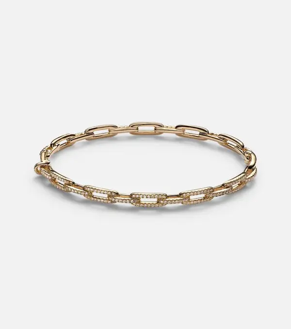 David Yurman 18k Stax Chain Link Bracelet With Diamonds - Gold