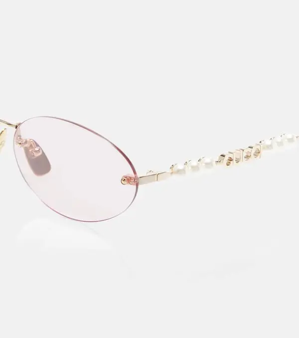 Gucci Logo Embellished Oval Sunglasses
