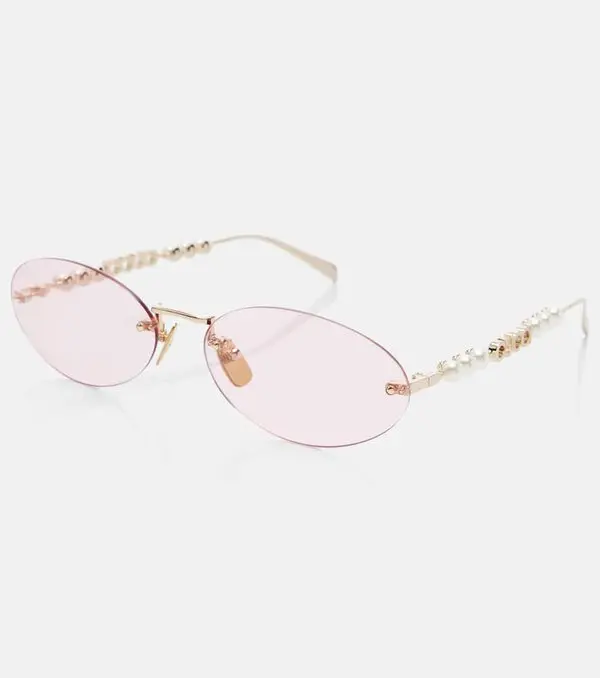 Gucci Logo Embellished Oval Sunglasses