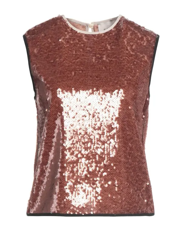 ALYSI Sleeveless Crewneck Sequined Tulle Top