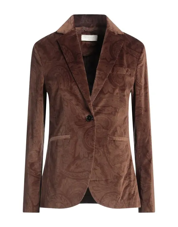 CIRCOLO 1901 Single-breasted Velvet Blazer - Brown