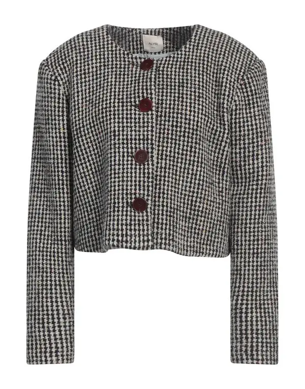 ALYSI Jacket In Virgin Wool Blend With Houndstooth Pattern