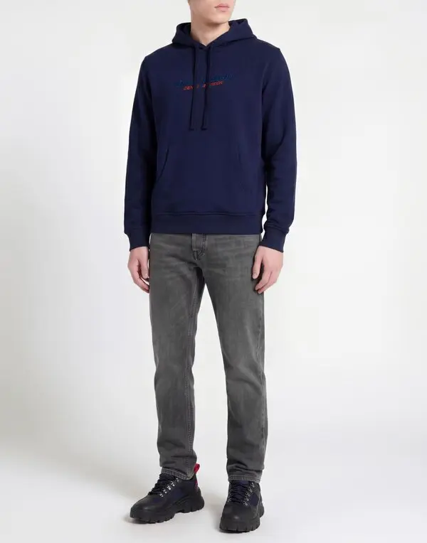 DIESEL® Cotton French Terry Hoodie With Logo Print - Navy