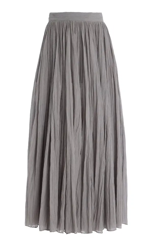 TOTEME Crinkled Plissé Cotton-blend Maxi Skirt