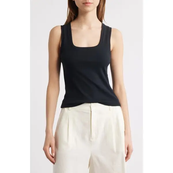 Rails Bobbie Rib Square Neck Tank - Black