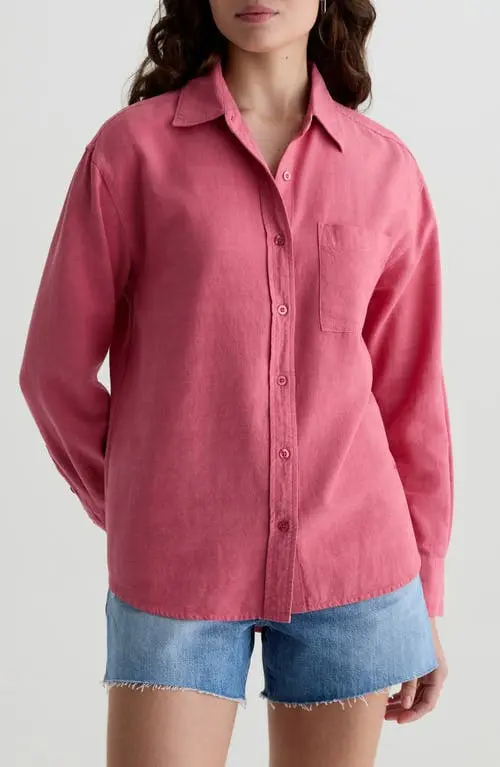 Ag Addison Linen Blend Shirt - Peony