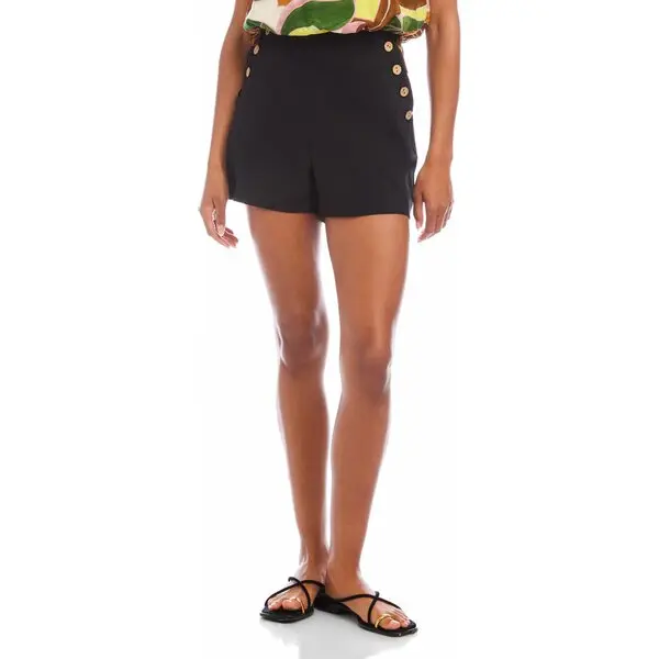 Fifteen Twenty Button Pocket Linen Shorts - Black